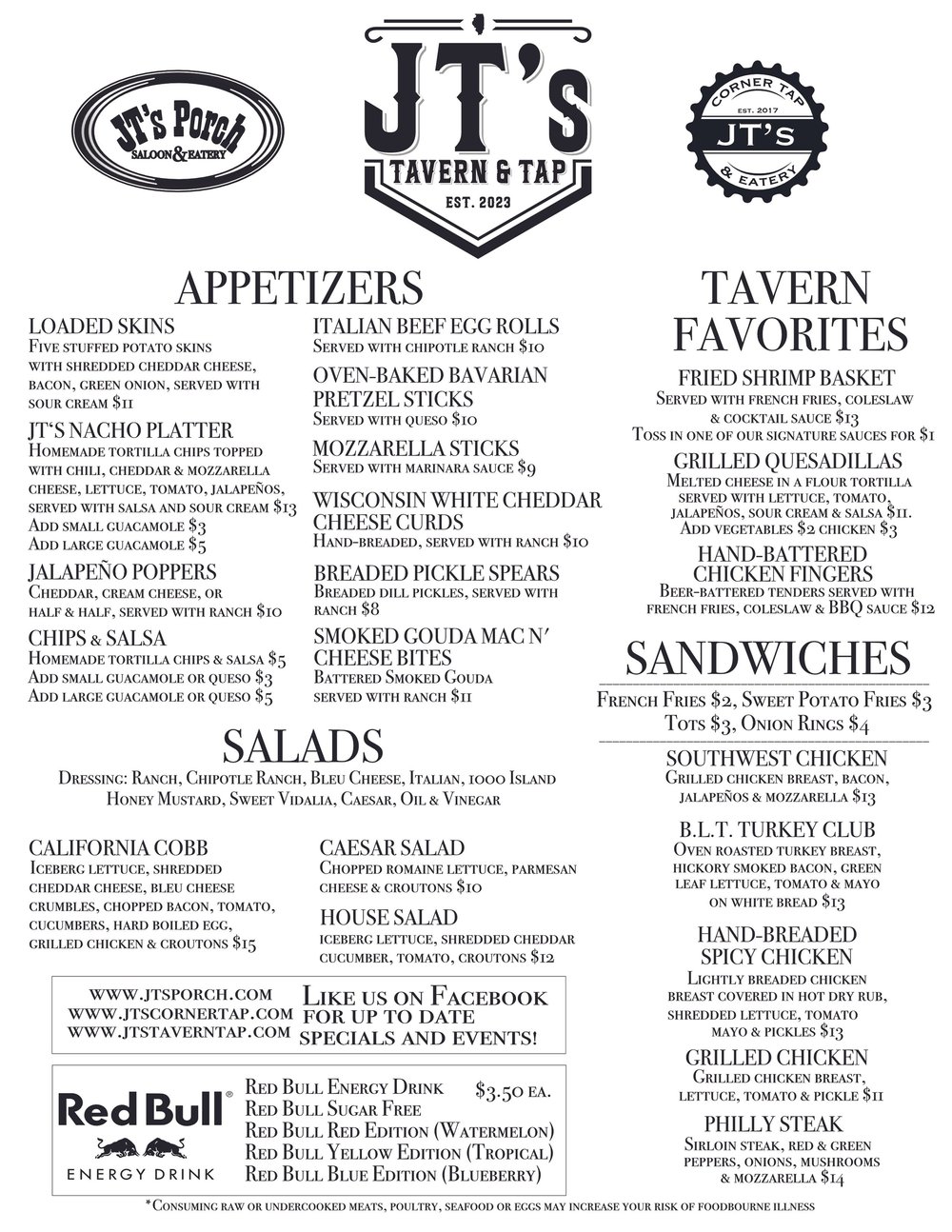Menu – Jts Corner Tap & Eatery